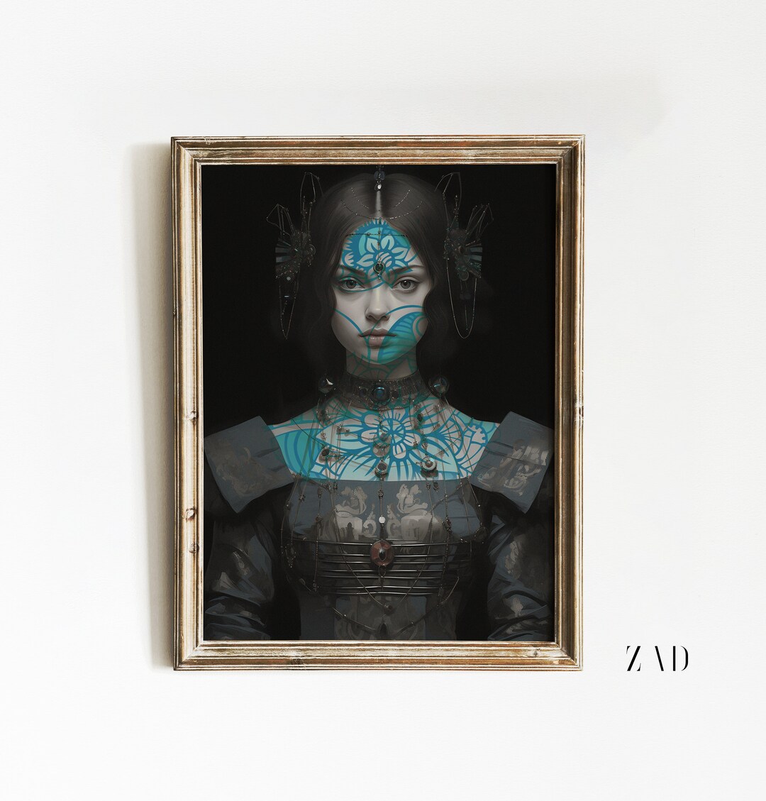 Dark Academia Decor | Moody Portrait | Altered Art Portrait | Queen ...