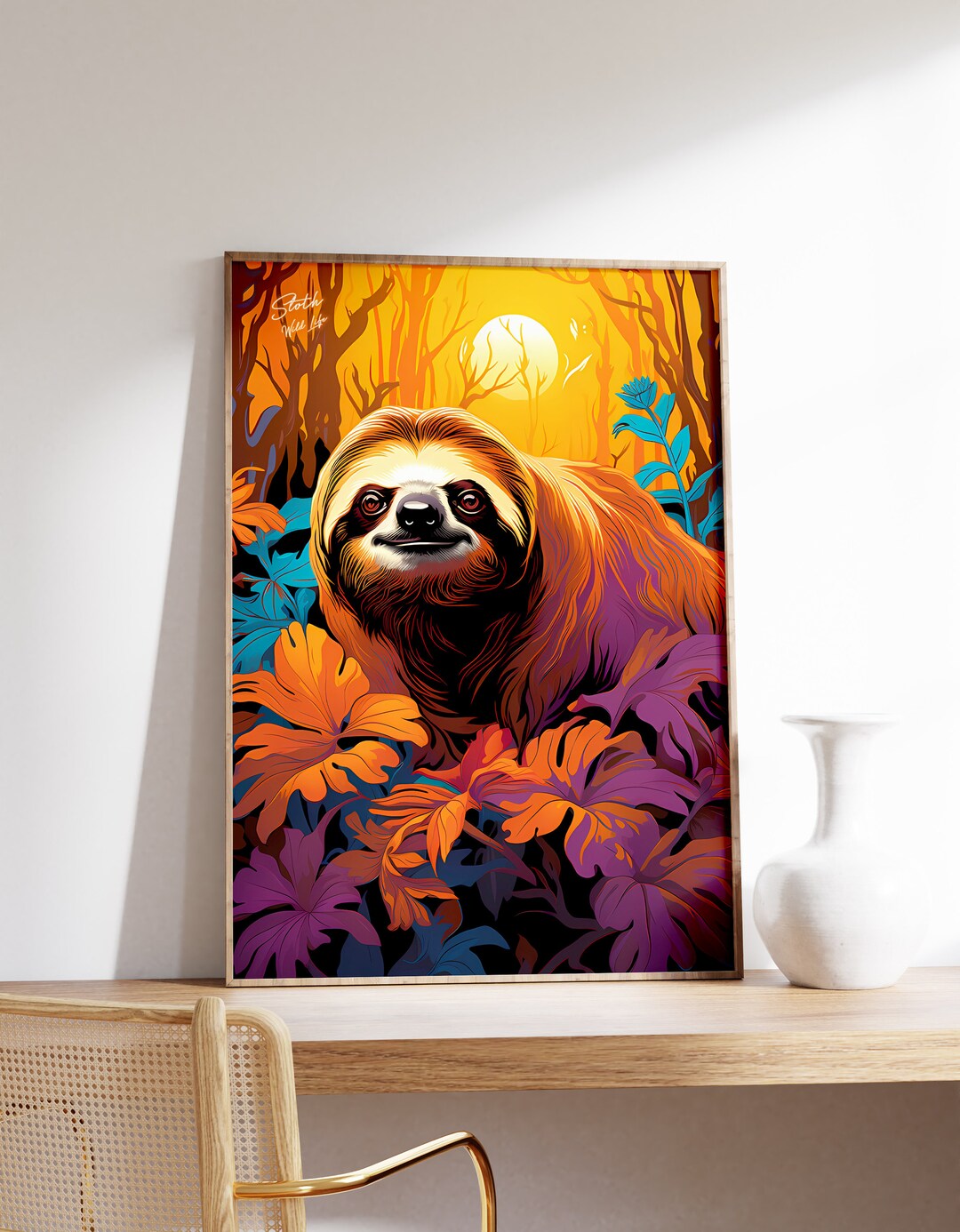 Sloth Print | Sloth Poster | Vintage Animal Art | Wild Life Wall Decor ...