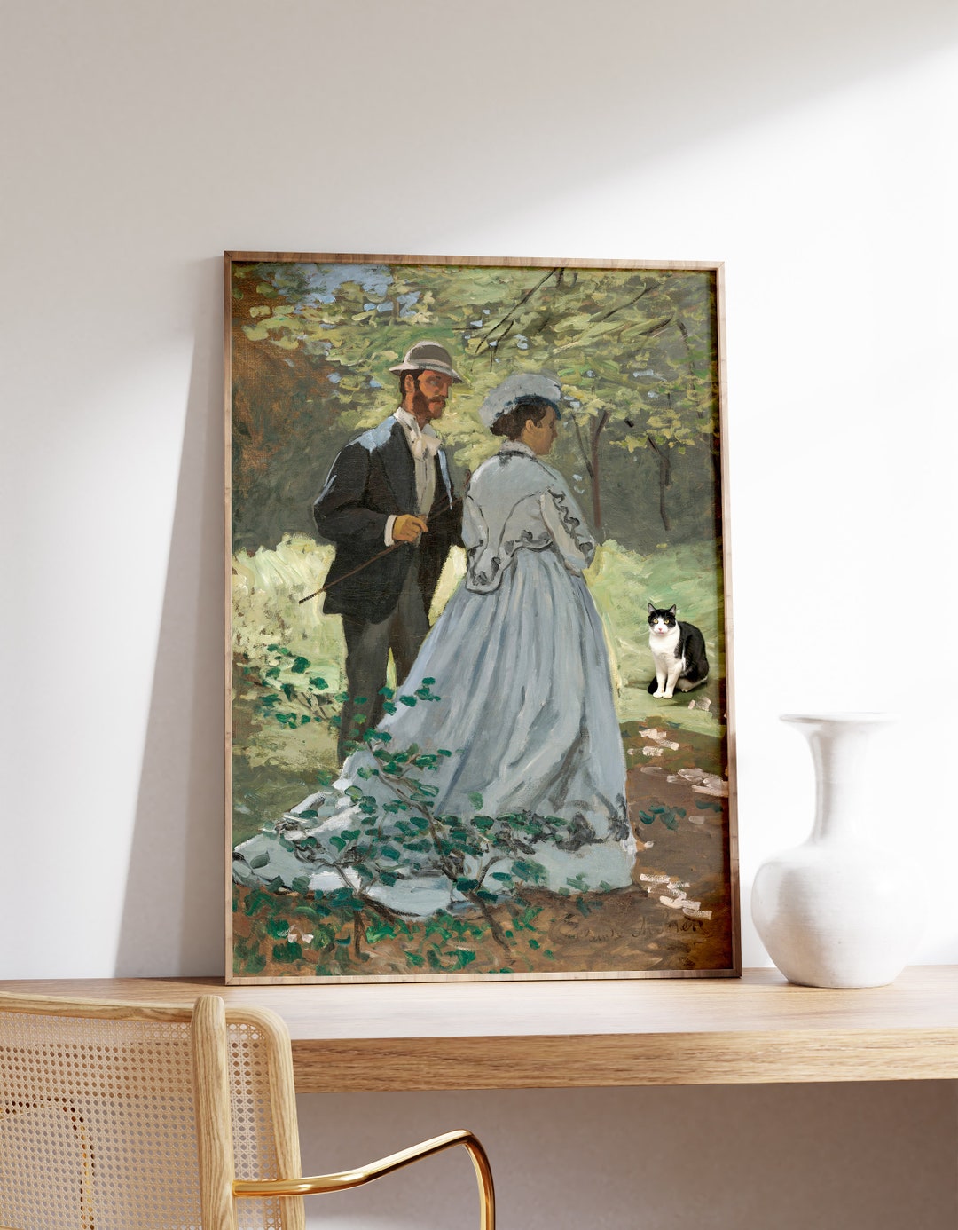 Claude Monet Cat Print | Funnt Cat Art Print | Black Cat Art | Cute Cat ...
