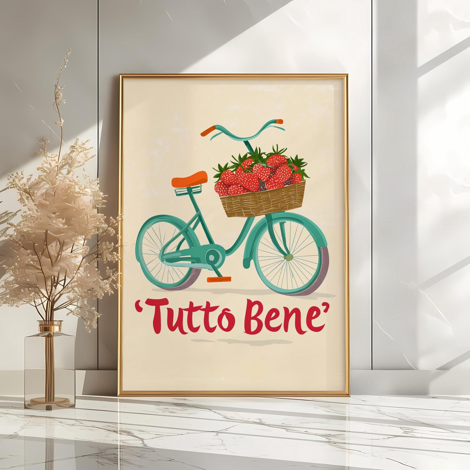 Italian Vintage Bicycle Poster | Tutto Bene Print | Italian Life ...