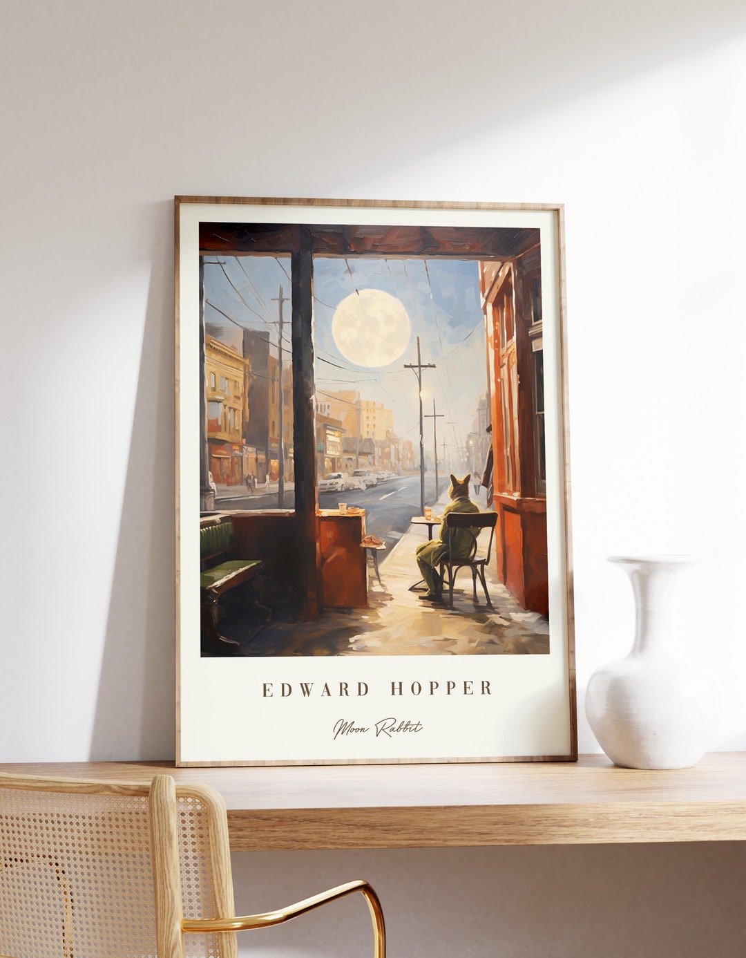 Moon Rabbit Poster | Edward Hopper | Vintage Painting | Modern Wall Art ...