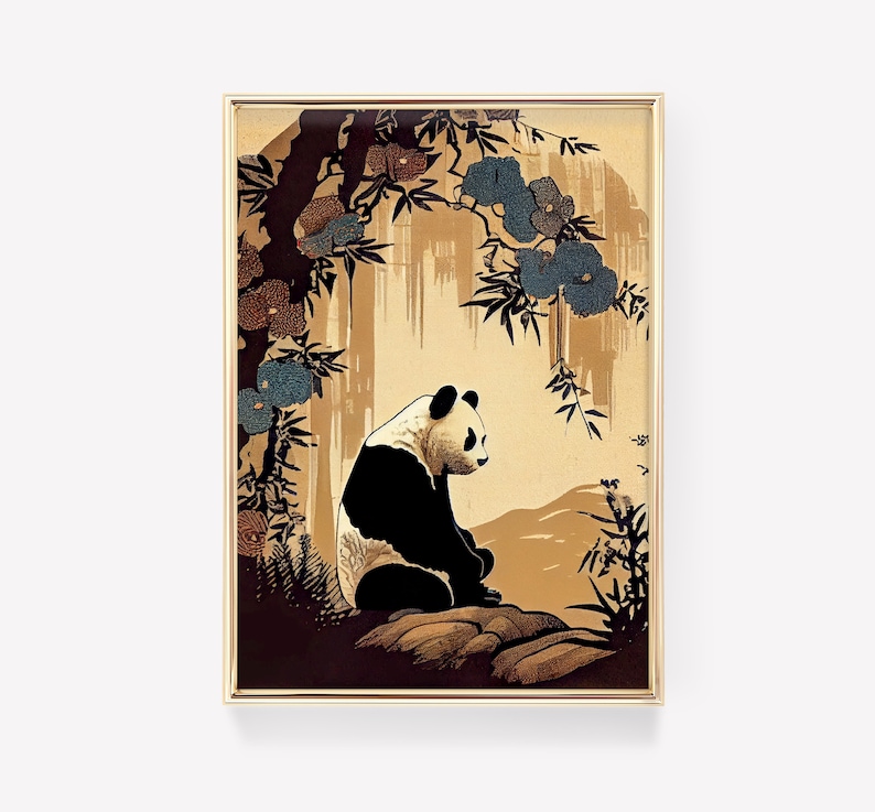Japanese Panda Poster Animal Poster Panda Art Print - Etsy