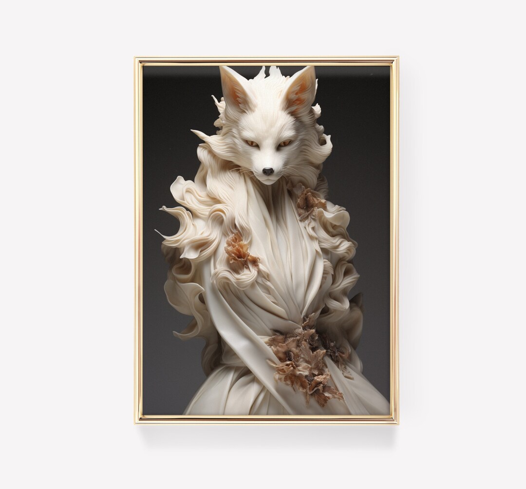 Geisha Fox Art Print | Geisha Fox Wall Art | Victorian Dark Academia ...