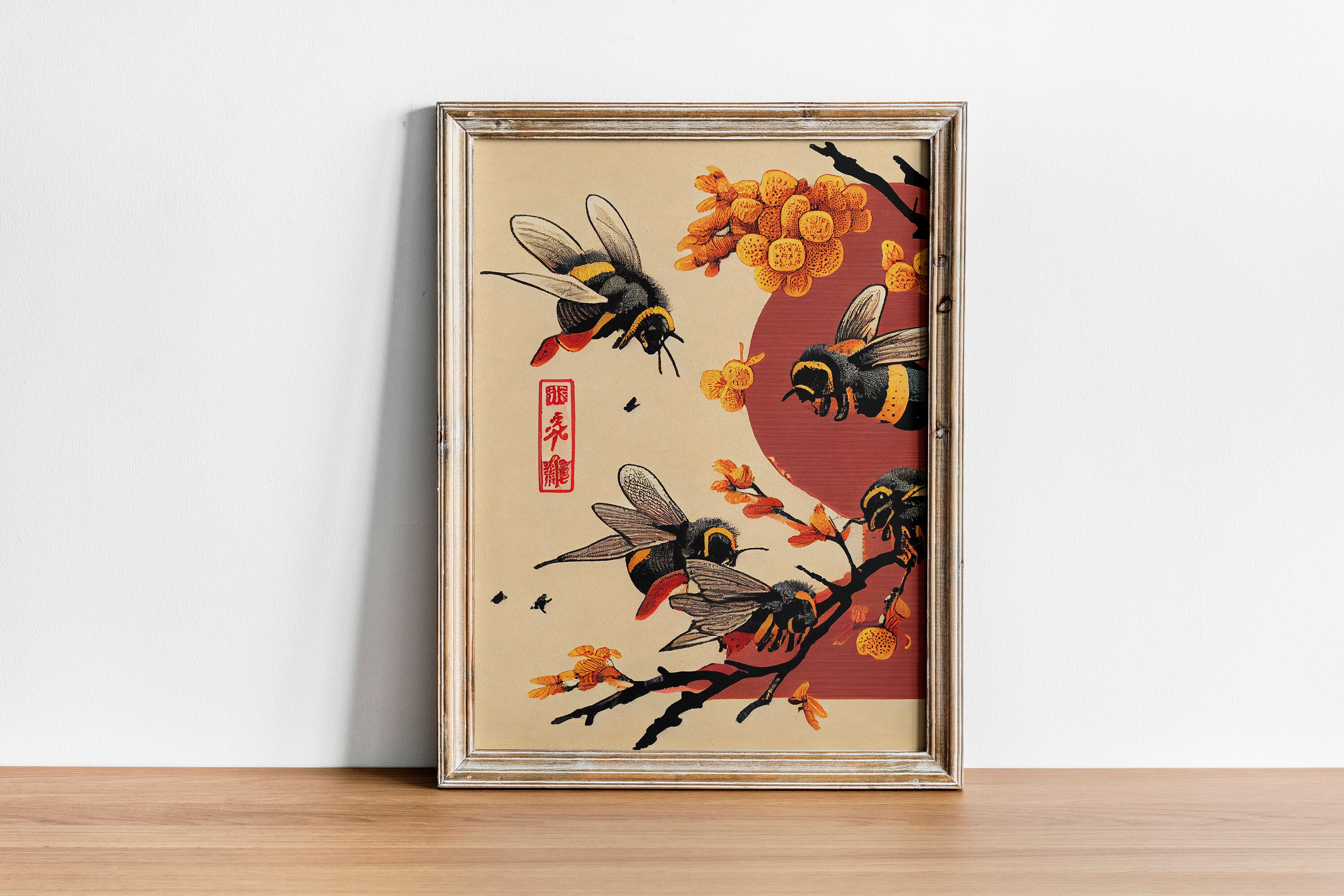 Japanese Bee Poster | Animal Poster | Bee Art Print | Bee Wall Art ...