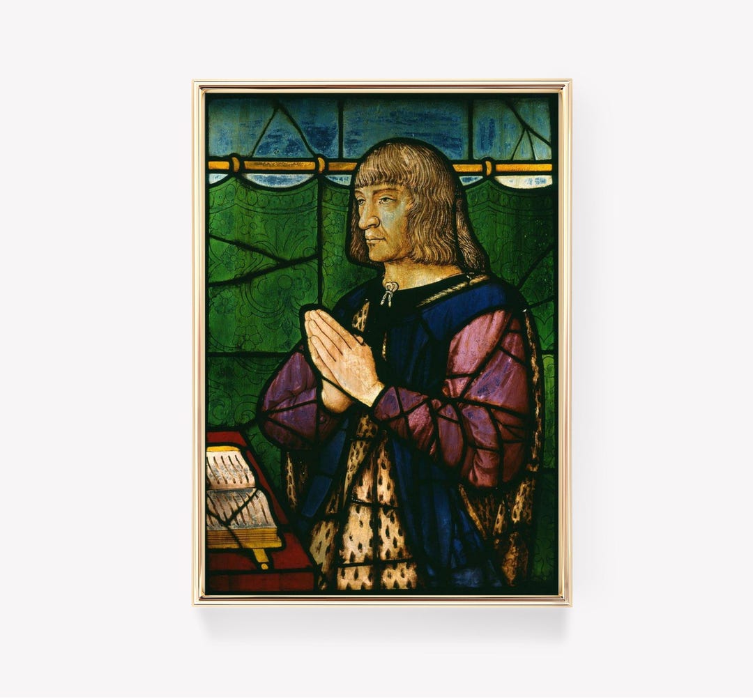 Stained Glass Art | Praying Figure | Religious Decor | Vintage Stained ...