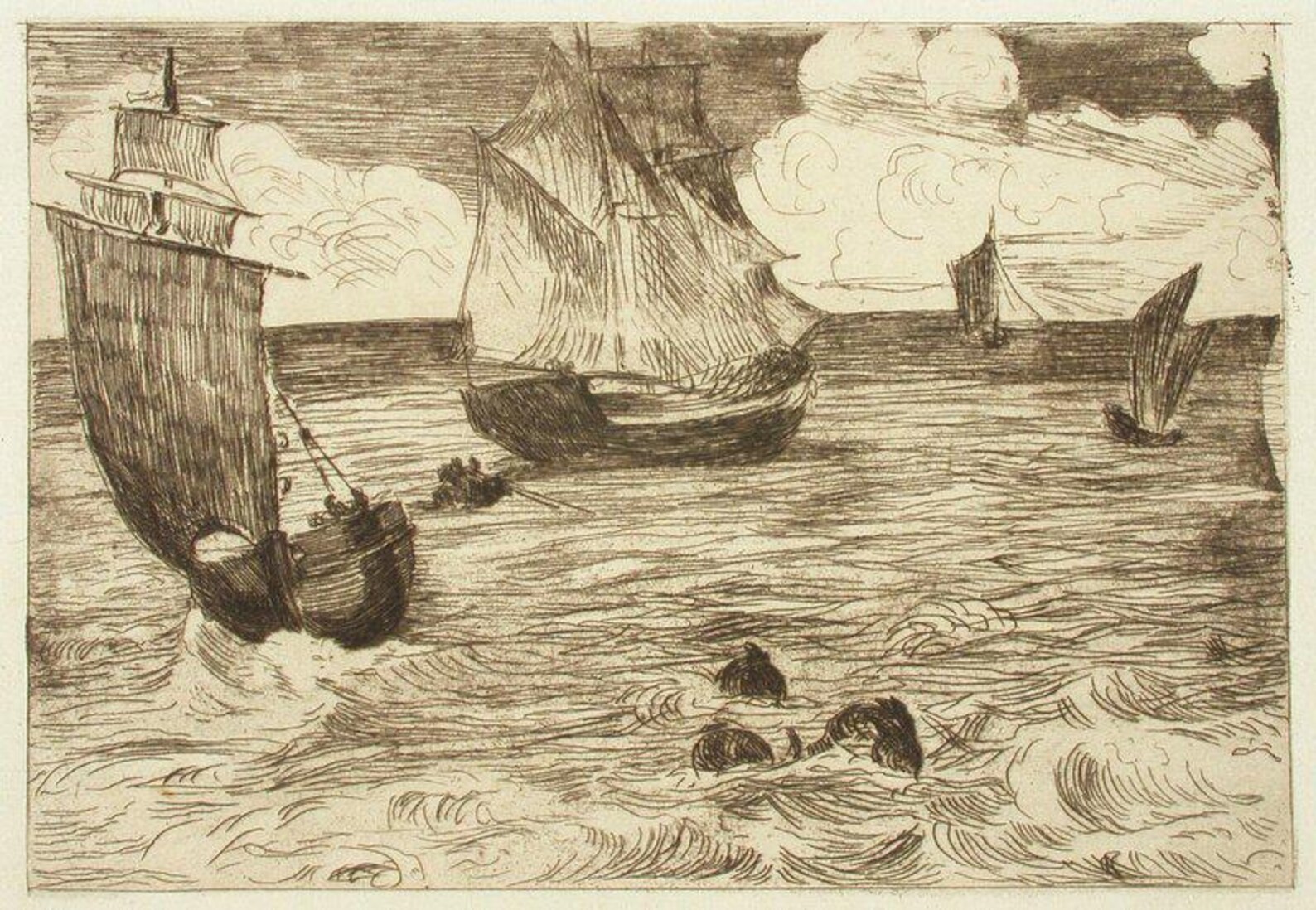 Van Gogh Seascape | Sailing Boats Print | Ocean View Art | Vintage ...