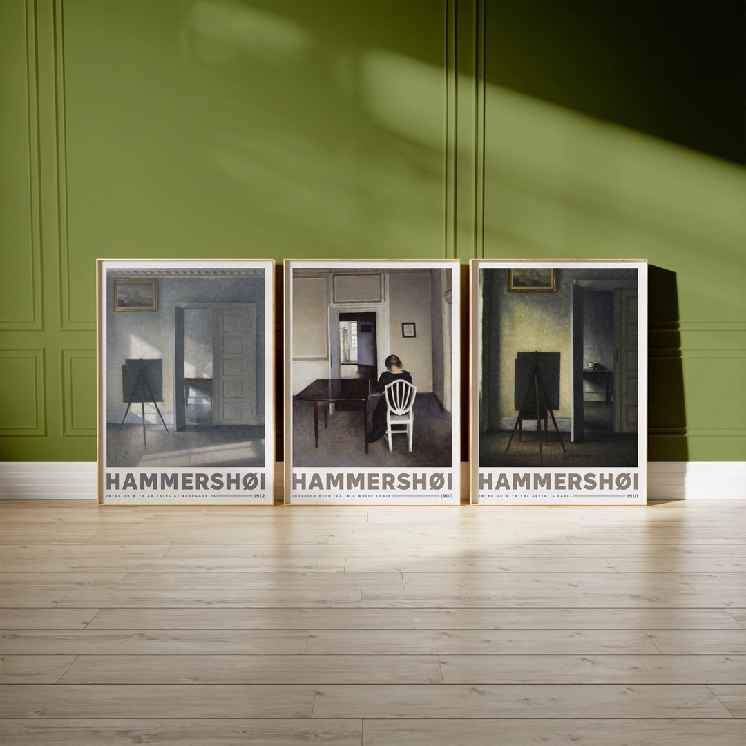 Vilhelm Hammershoi Prints Set of 3 | Exhibition Poster | Vilhelm ...