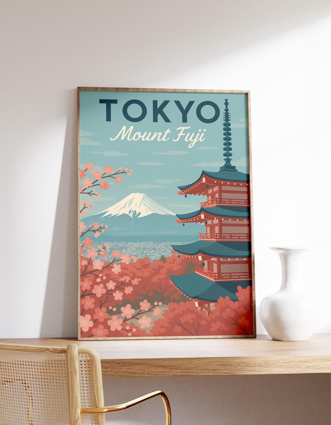 Tokyo Mount Fuji Poster, Japan Sakura Print, Tokyo Pagoda Art, Mt Fuji ...