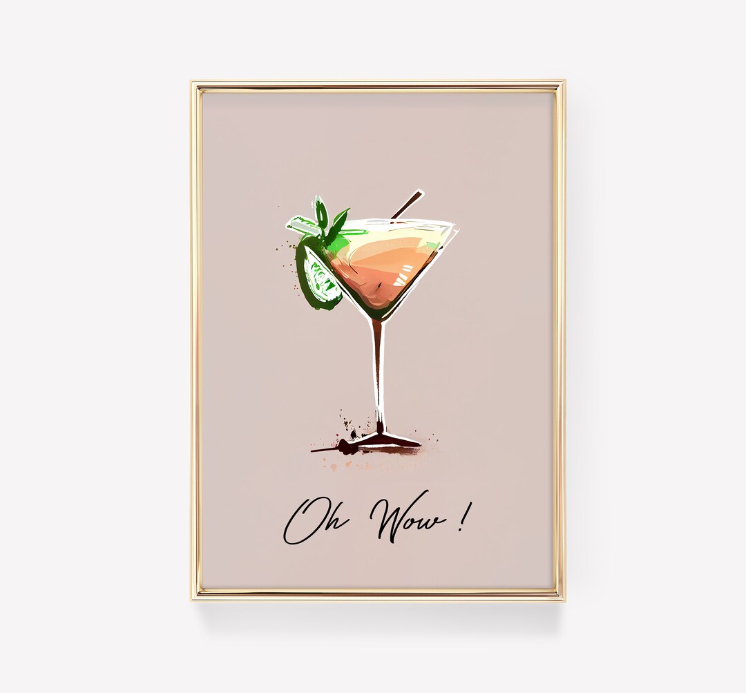 Cocktail Illustration | Kitchen Wall Art | Cocktail Poster | Minimalist ...