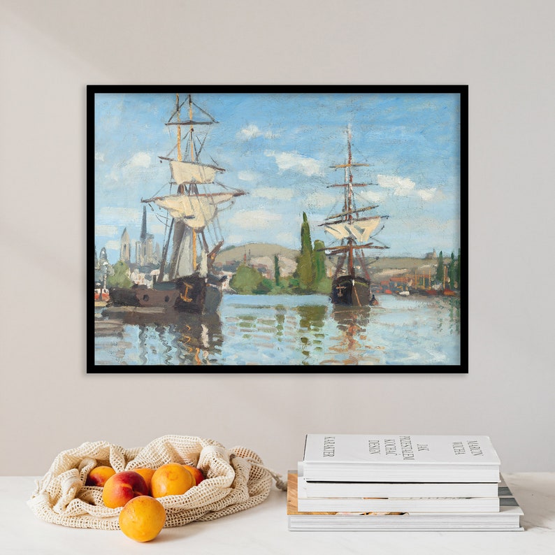 Ship Oil Painting Claude Monet Ships Riding on the Seine - Etsy