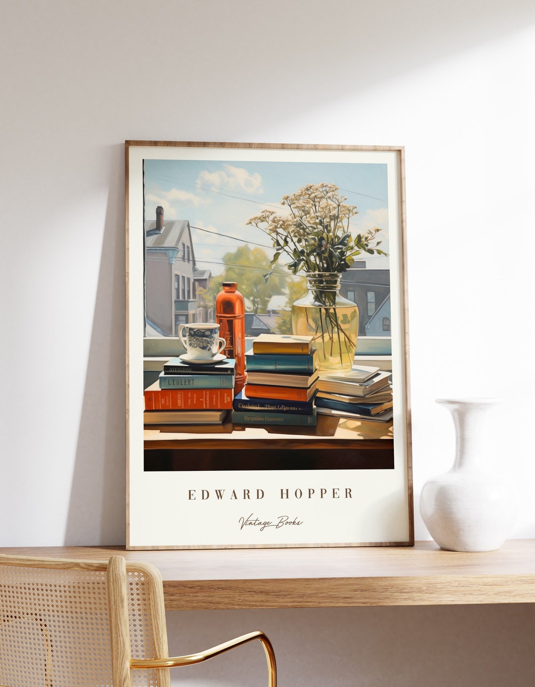 Vintage Books Poster | Edward Hopper | Vintage Painting | Modern Wall ...