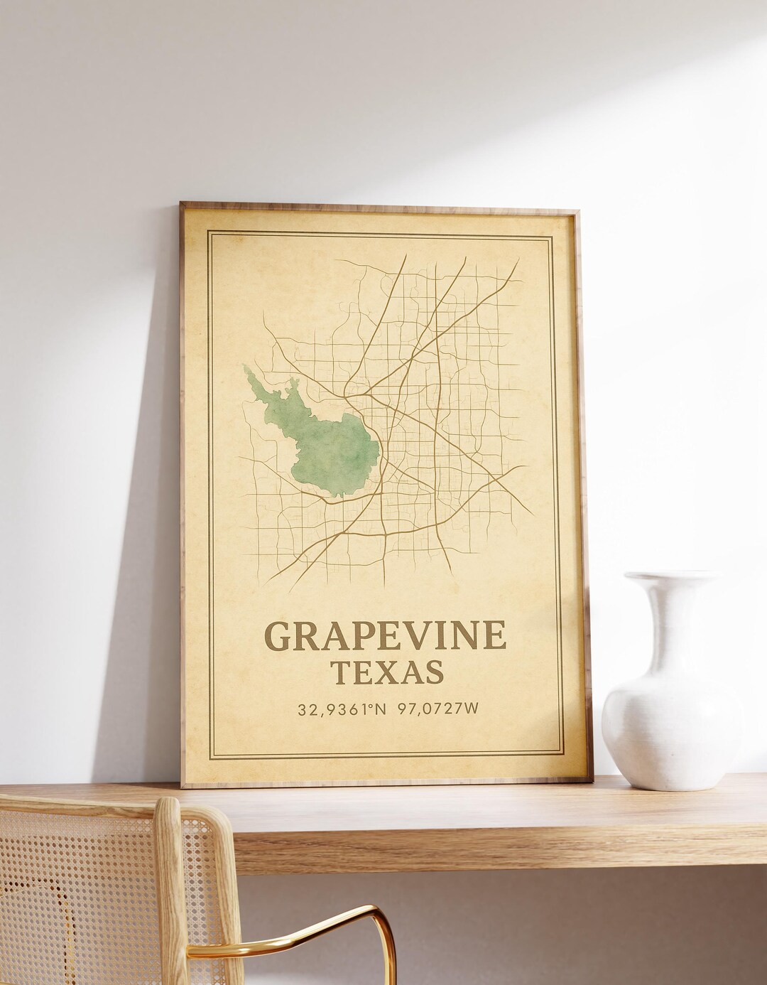 Grapevine Texas Map Print, Vintage Grapevine Poster, Grapevine Wall Art ...