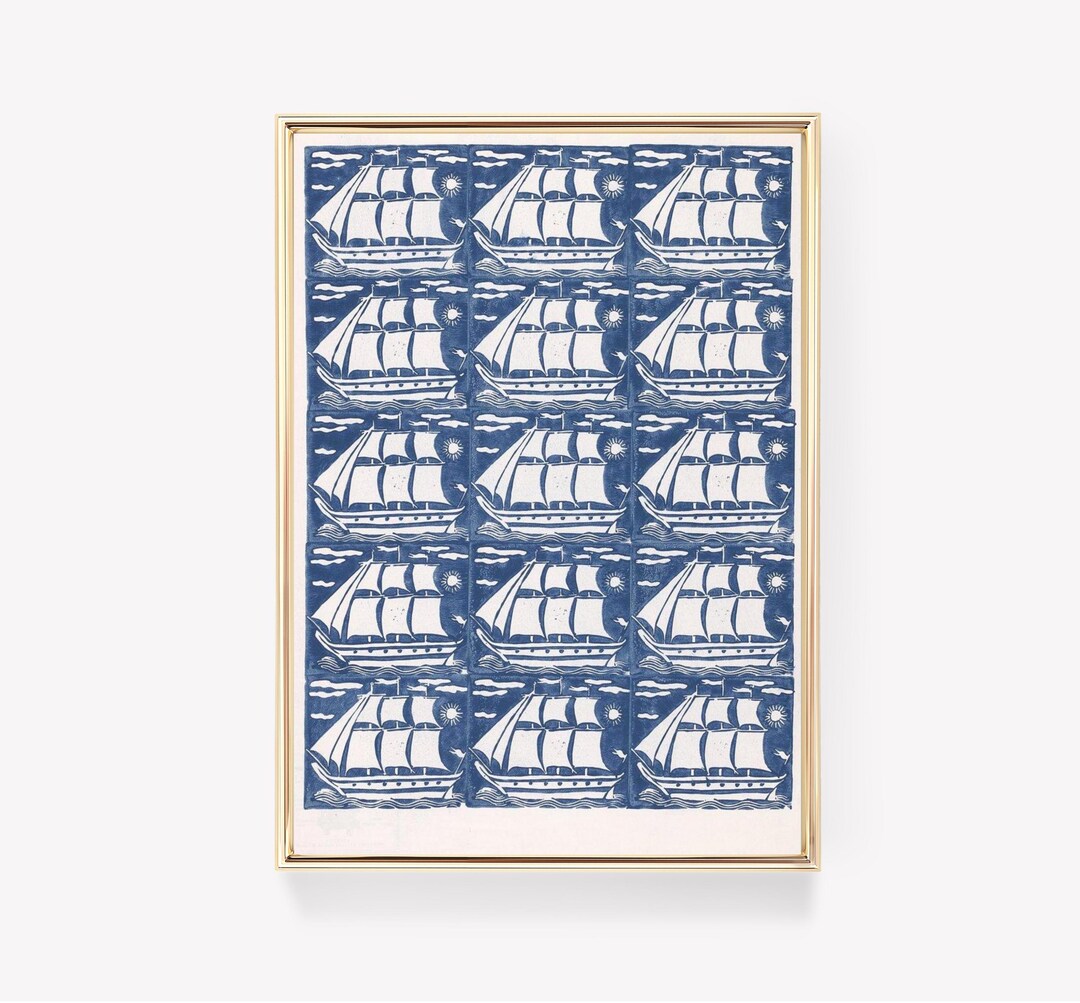 Sailing Ship Print | Escher Art | Nautical Pattern | Vintage Print ...