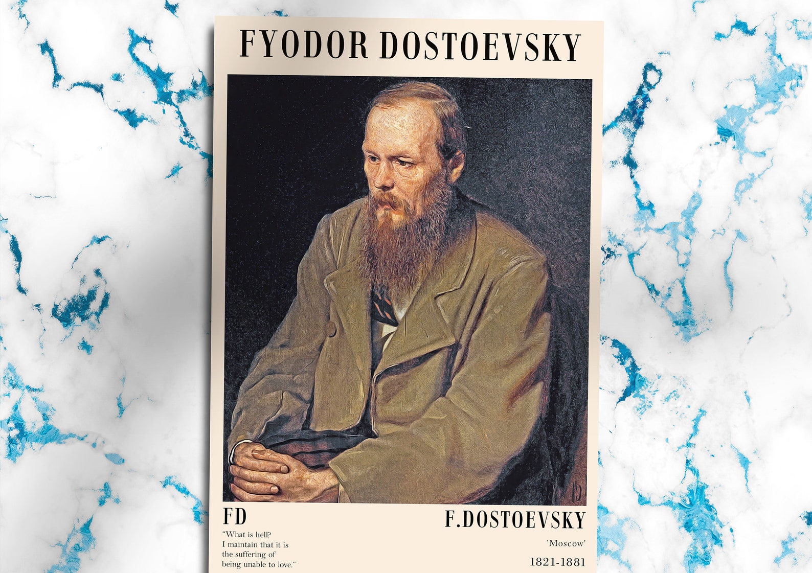 Fyodor Dostoevsky Poster Vintage Wall Art Gift Idea Wall | Etsy
