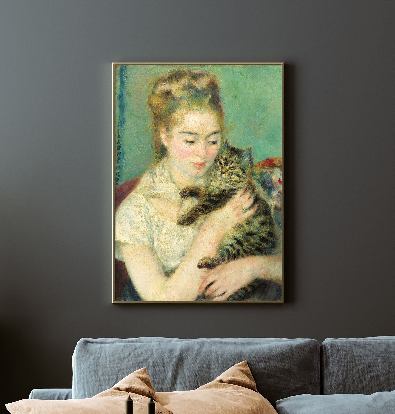 Pierre-auguste Renoir Woman With a Cat 1875 Vintage - Etsy