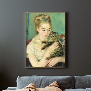 Pierre-auguste Renoir - Woman With a Cat (1875) | Vintage Print, Cat ...