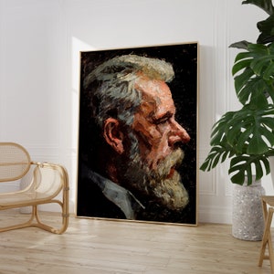 Male Profile Portrait Oil Painting | Antique Male Side Art | Elegant ...