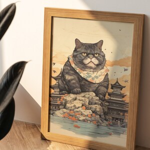 Japanese Fat Cat Poster | Animal Poster | Fat Cat Art Print | Animal ...
