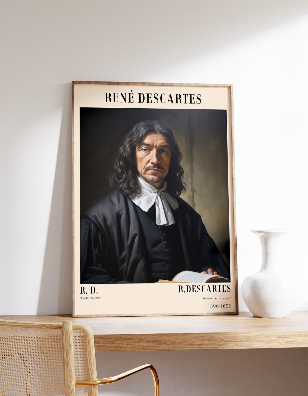 René Descartes Poster | Vintage Wall Art | Bookworm Gift | Wall Art ...