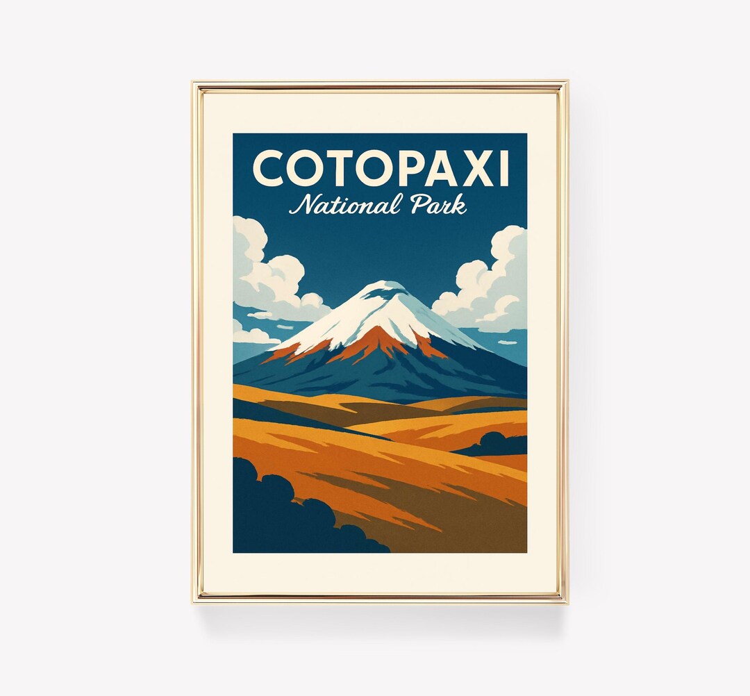 Cotopaxi Vintage Travel Poster, Ecuador Wall Art, Cotopaxi Print ...