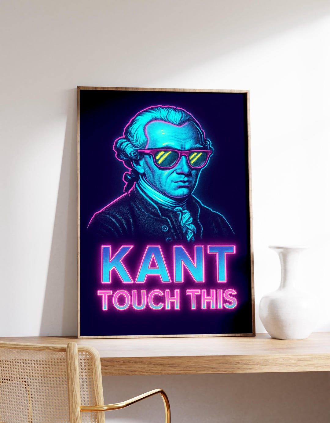 Kant Touch This Poster, Retro Philosophy Wall Art, Neon Immanuel Kant ...