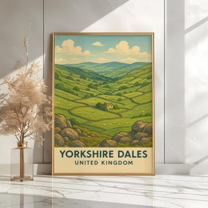 Yorkshire Dales Poster, UK Landscape Print, Yorkshire Wall Art, Green ...