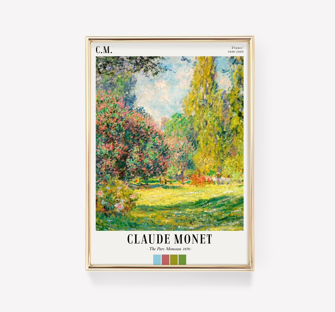 Claude Monet Art Poster | the Parc Monceau | Exhibition Print | Monet ...