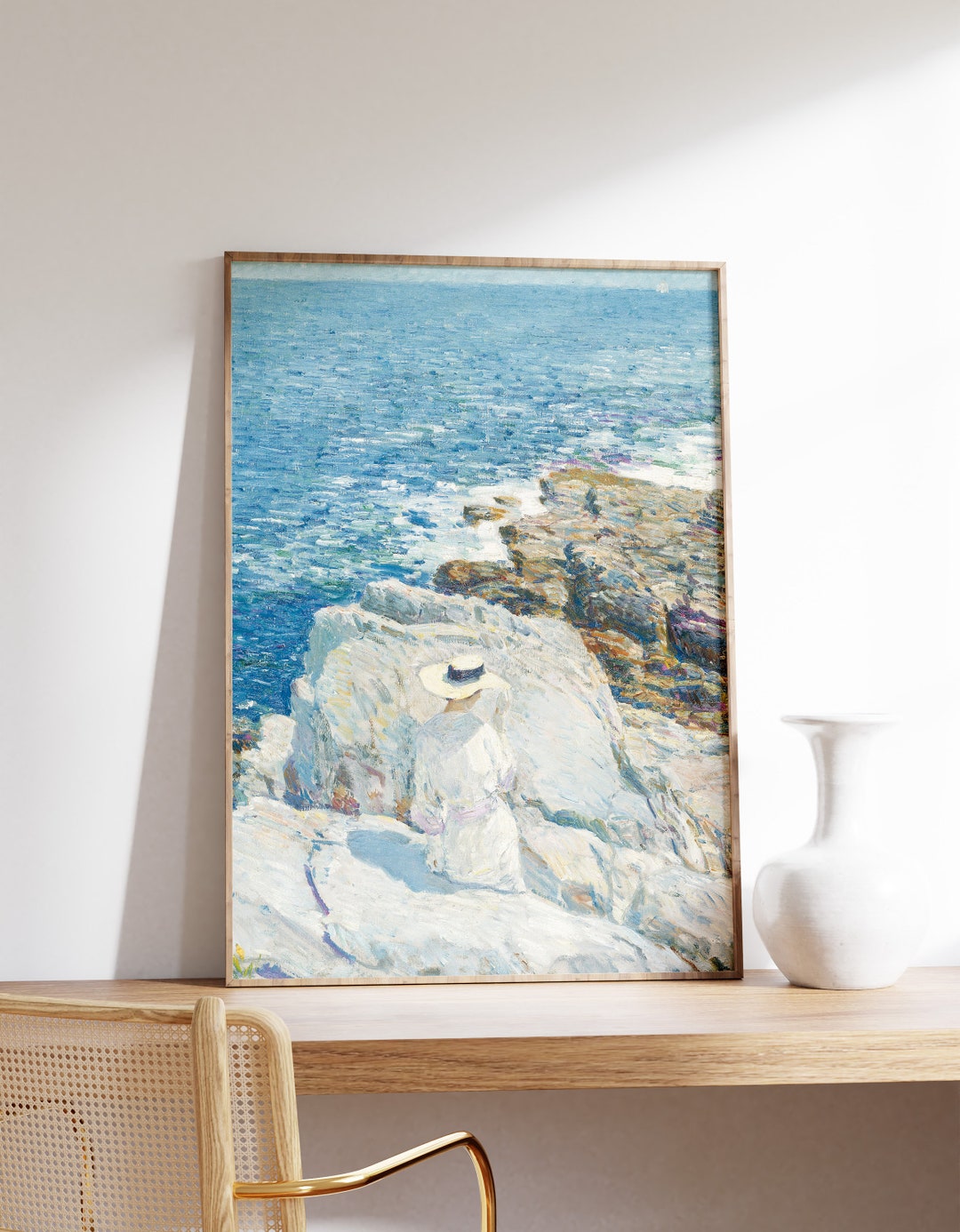 Antique Coastal Oil Painting | Childe Hassam - the South Ledges ...