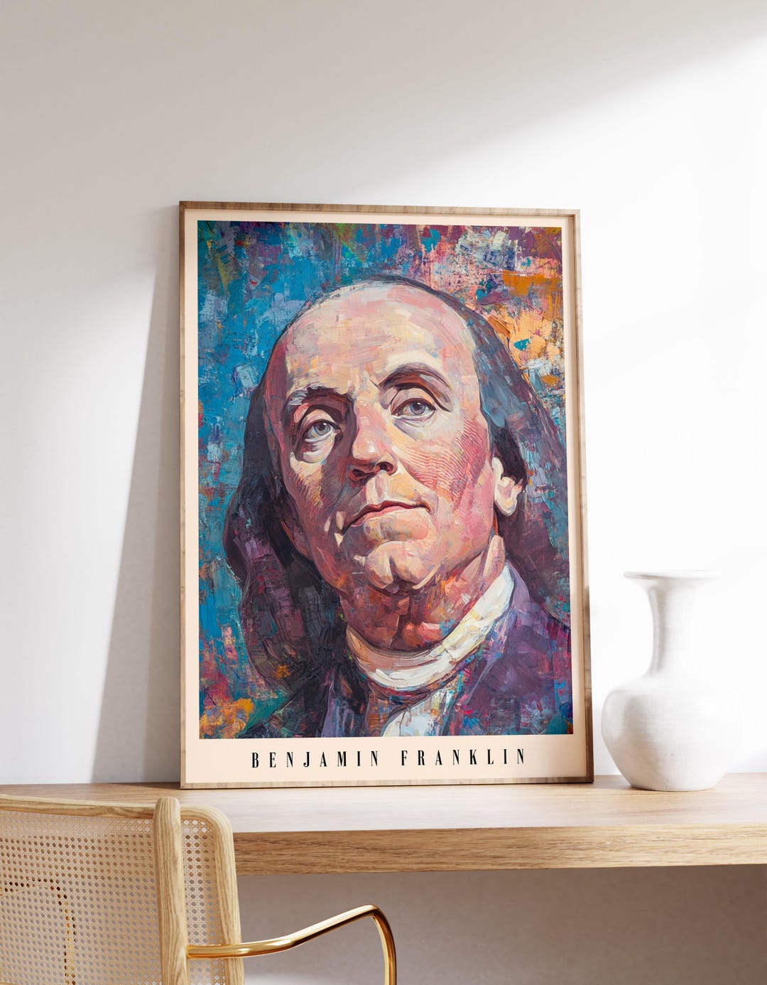 Benjamin Franklin Print | Vintage Painting | Historical Decor | Modern ...