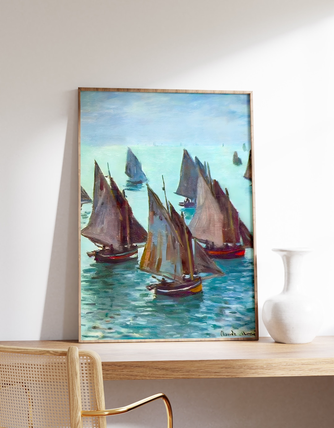 Claude Monet Poster | Fishing Boats Calm Sea | Monet Wall Art | Monet ...