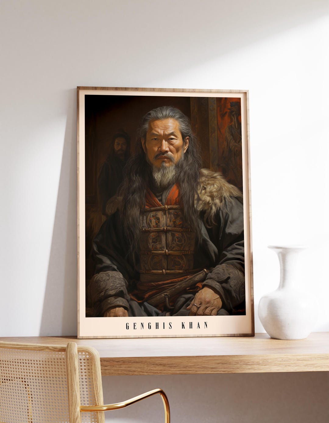 Genghis Khan | Genghis Khan Print | Vintage Portrait | Historical Poster | Antique Home Decor ...