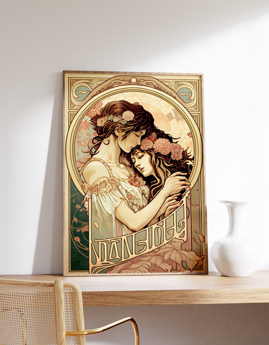 Mother and Daughters Art | Mother Gift Poster | Art Nouveau Poster ...