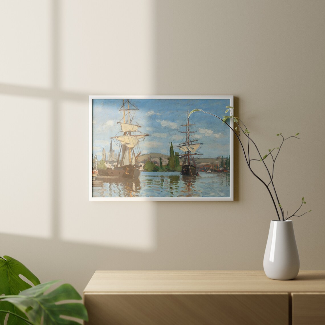 Ship Oil Painting Claude Monet Ships Riding on the Seine - Etsy