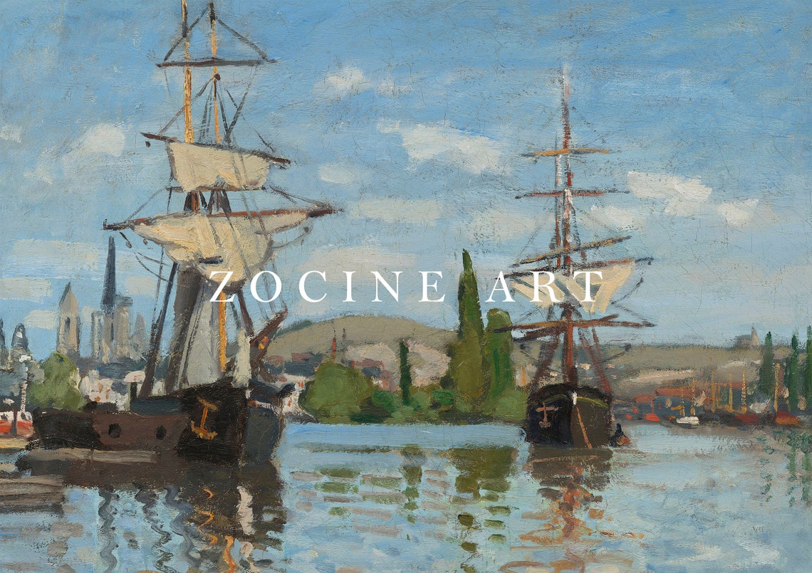 Ship Oil Painting Claude Monet Ships Riding on the Seine - Etsy