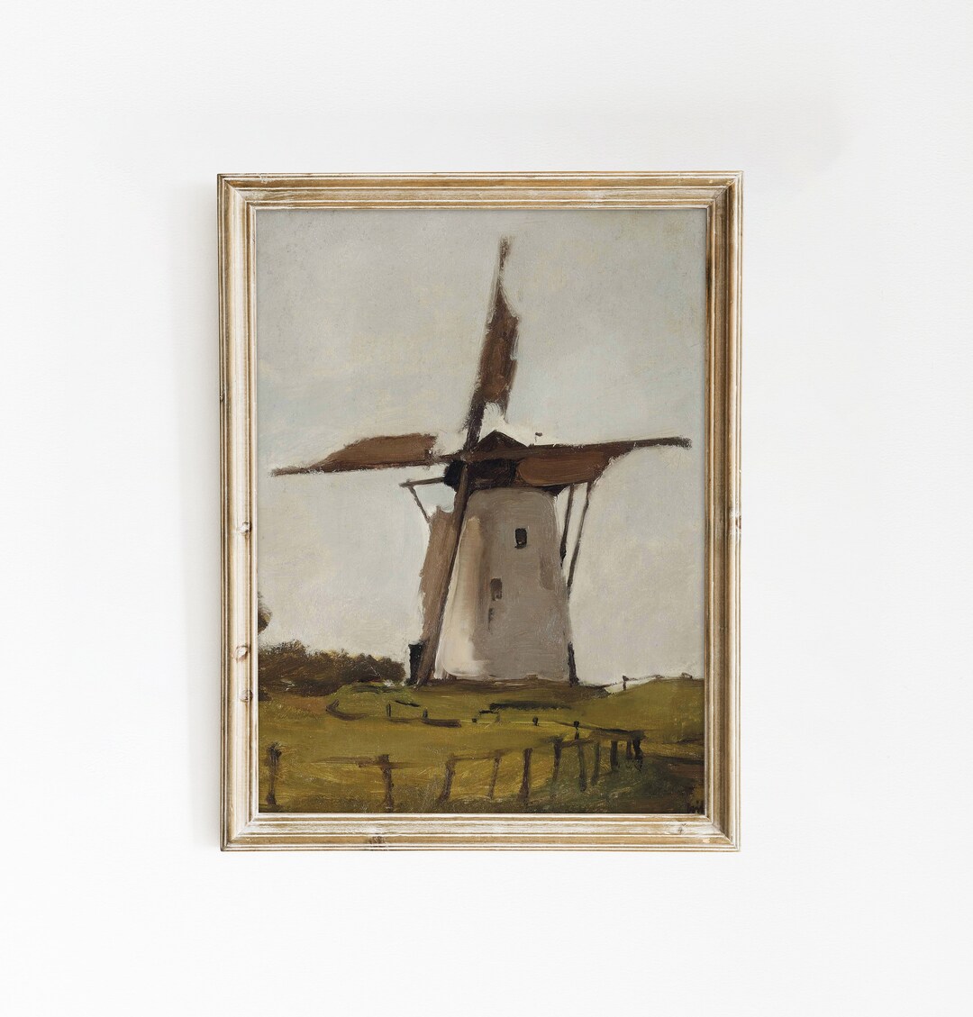 Farmhouse Windmill Oil Painting | Architecture Poster | Holland ...