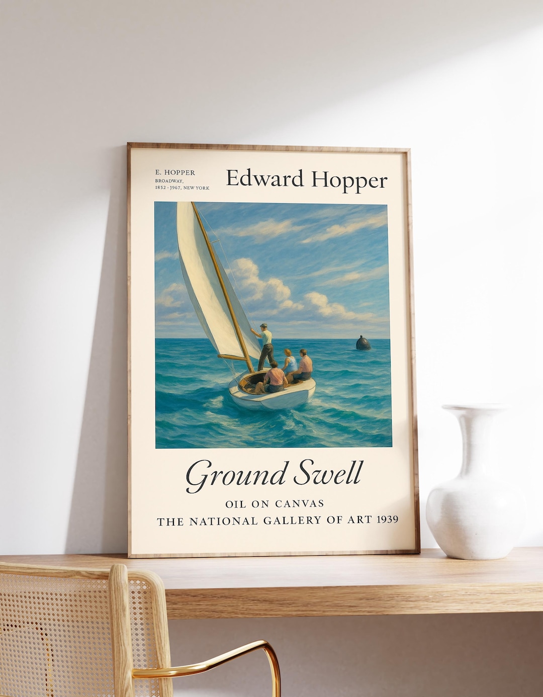Edward hopper poster, boat art print, ocean scene, vintage print, sea ...