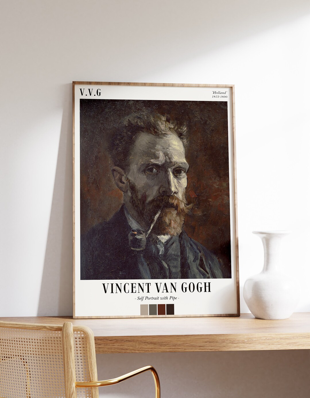 Vincent Van Gogh Poster | Self Portrait With Pipe | Exhibition Poster ...