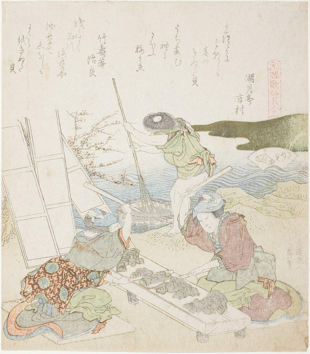 Katsushika Hokusai Print | Shell Gathering Art | Awabi at Shirasuka ...
