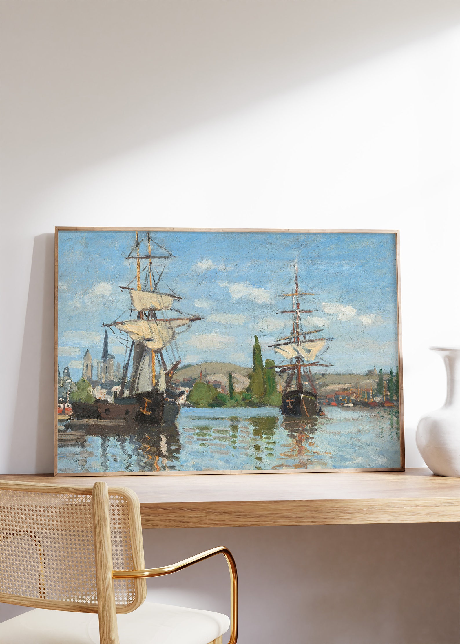 Ship Oil Painting Claude Monet Ships Riding on the Seine - Etsy