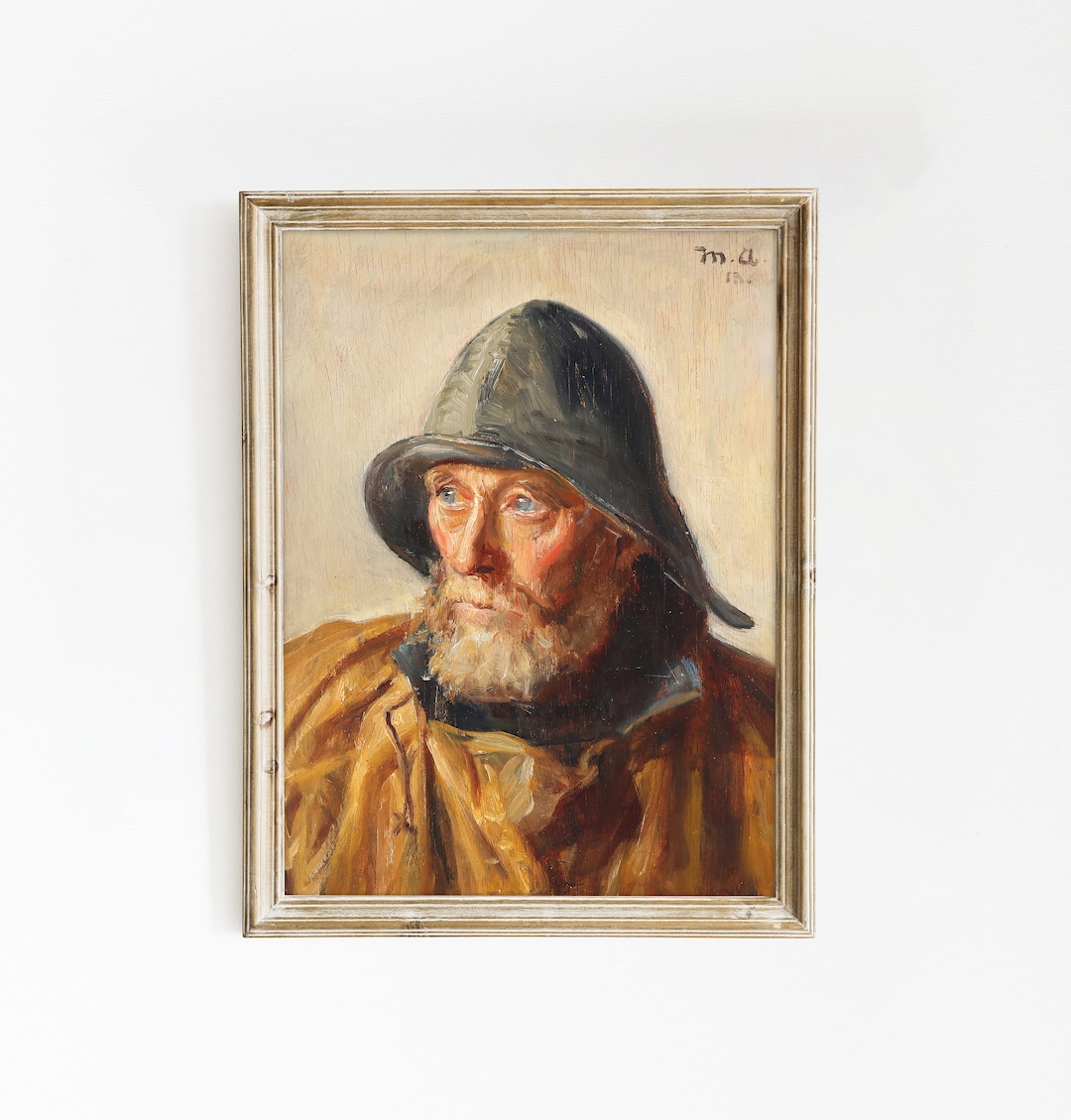 Vintage Fisherman Portrait Print | Antique Oil Painting | Elegant Man ...