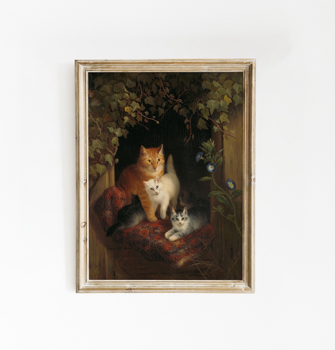 Antique Cat Oil Painting | Vintage Cat Print | Museum Quality | Cat ...