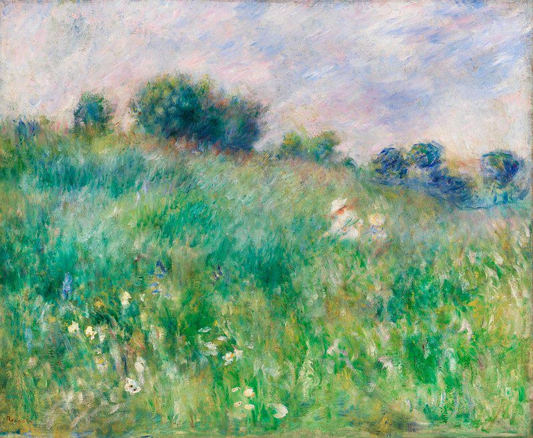Vintage Field Painting | Renoir Field Art | Louveciennes Print ...
