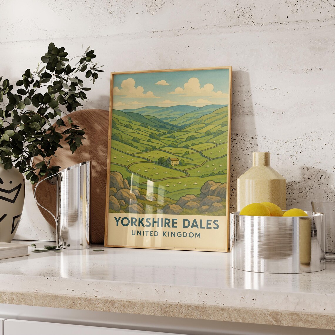 Yorkshire Dales Poster, UK Landscape Print, Yorkshire Wall Art, Green ...