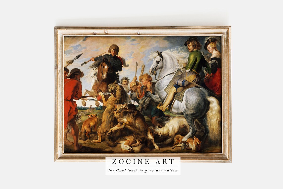 Peter Paul Rubens - Wolf and Fox Hunt (1616) - Art Print Painting ...