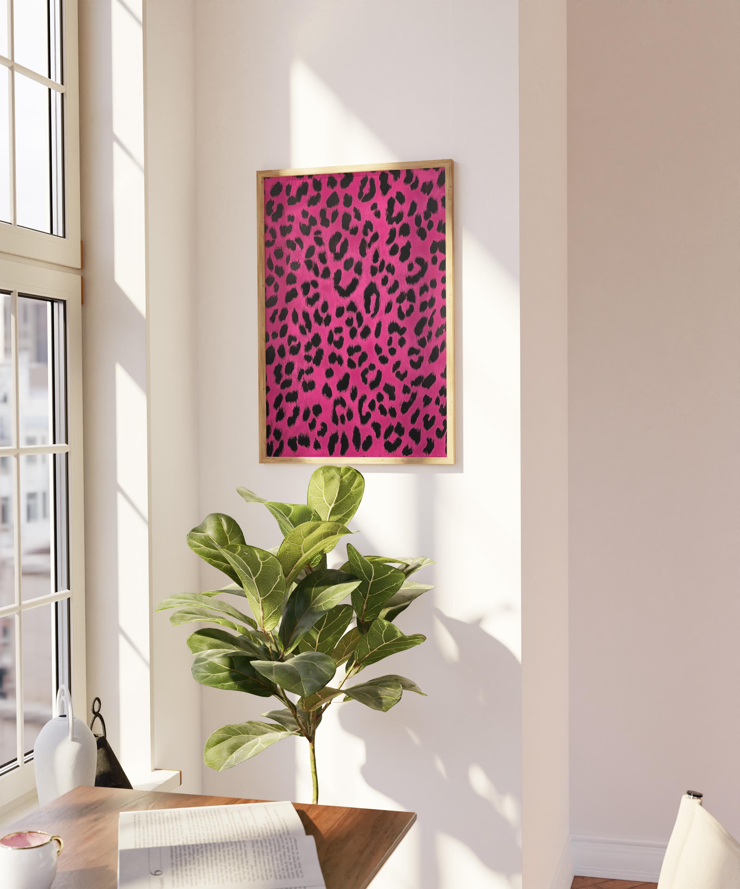 Pink Bedroom Wall Art | Pink Leopard Art | Bold Animal Print | Luxury ...
