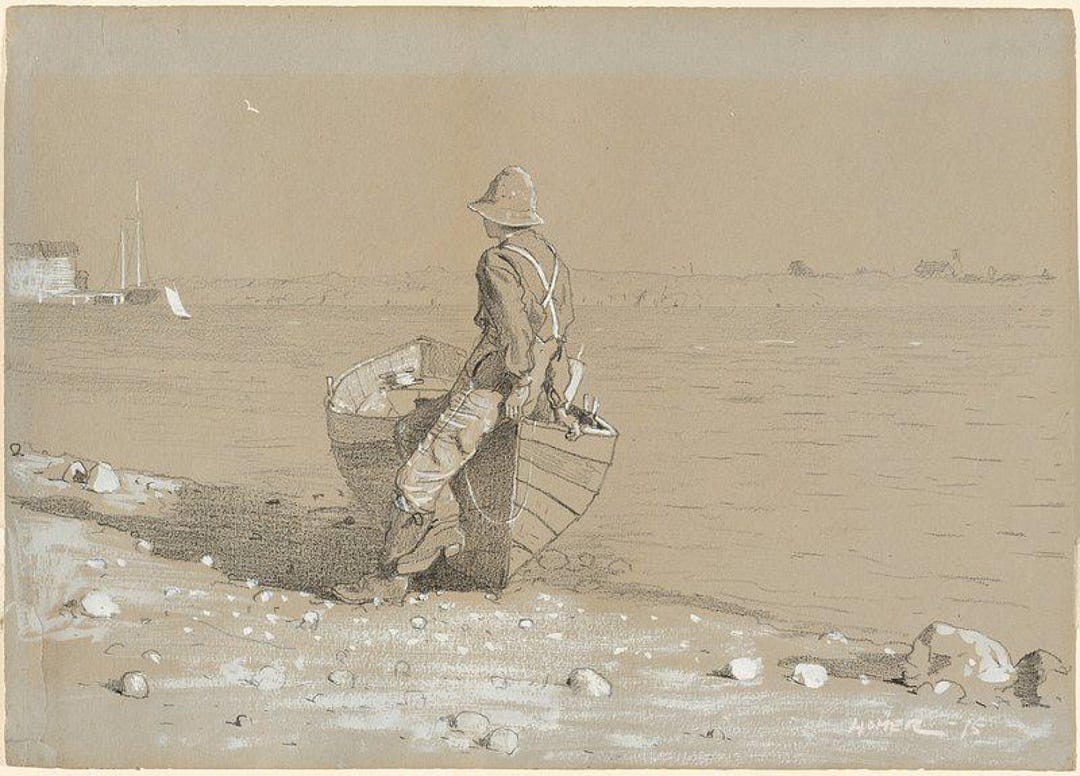Winslow Homer Art | Fisherman Adrift Print | Marine Painting Poster ...