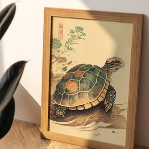 Japanese Turtle Poster | Animal Poster | Turtle Art Print | Turtle Wall ...