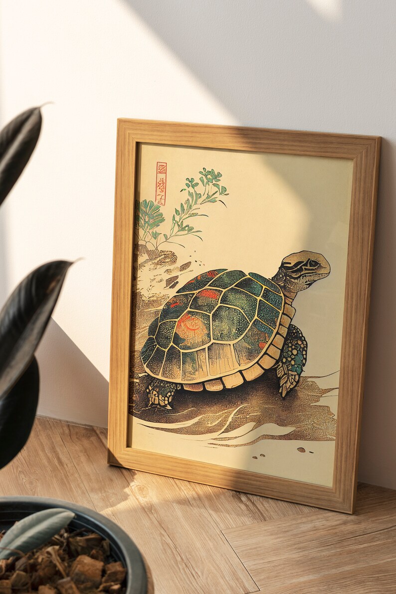 Japanese Turtle Poster | Animal Poster | Turtle Art Print | Turtle Wall ...