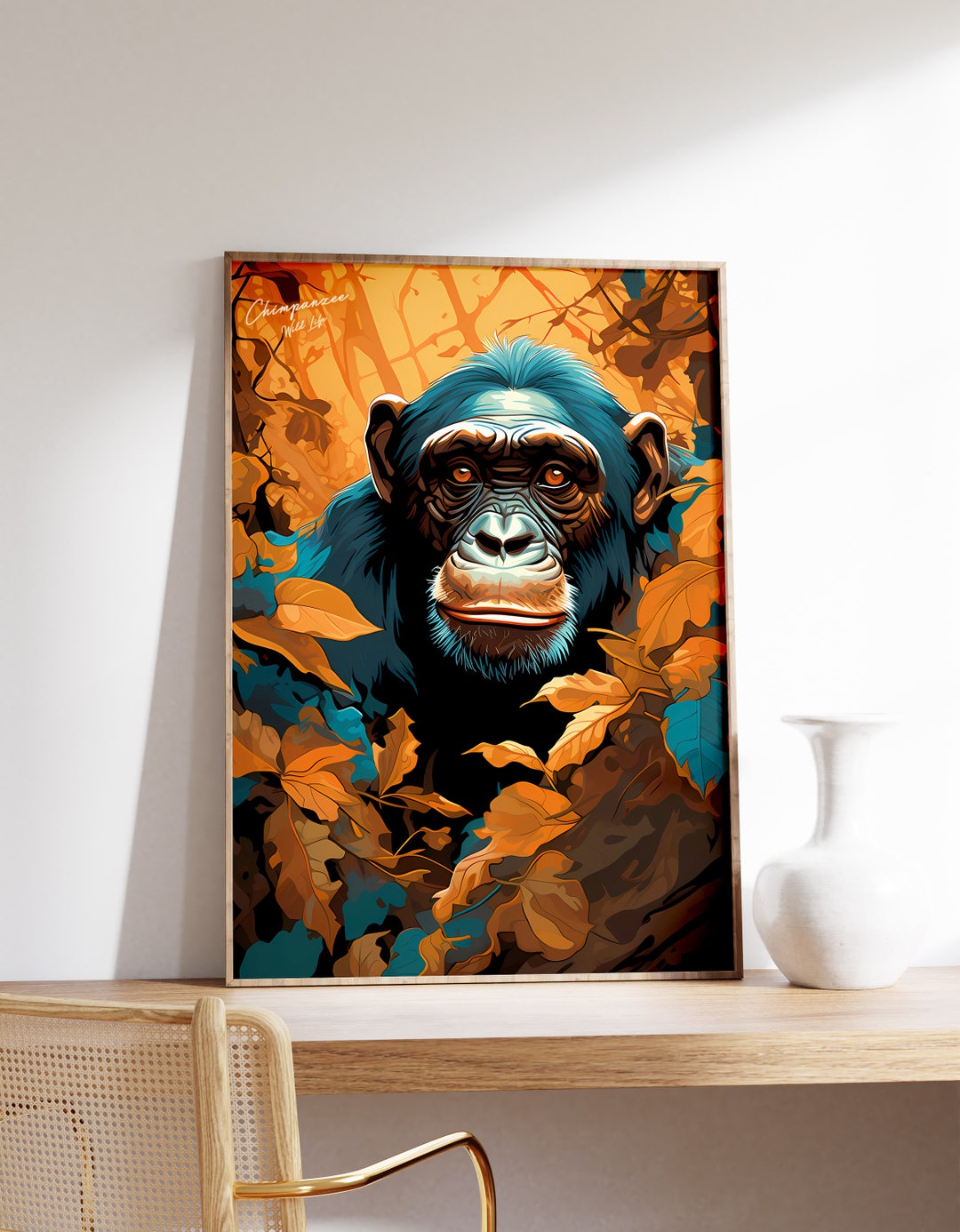 Chimpanzee Print | Chimpanzee Poster | Vintage Animal Art | Wild Life ...