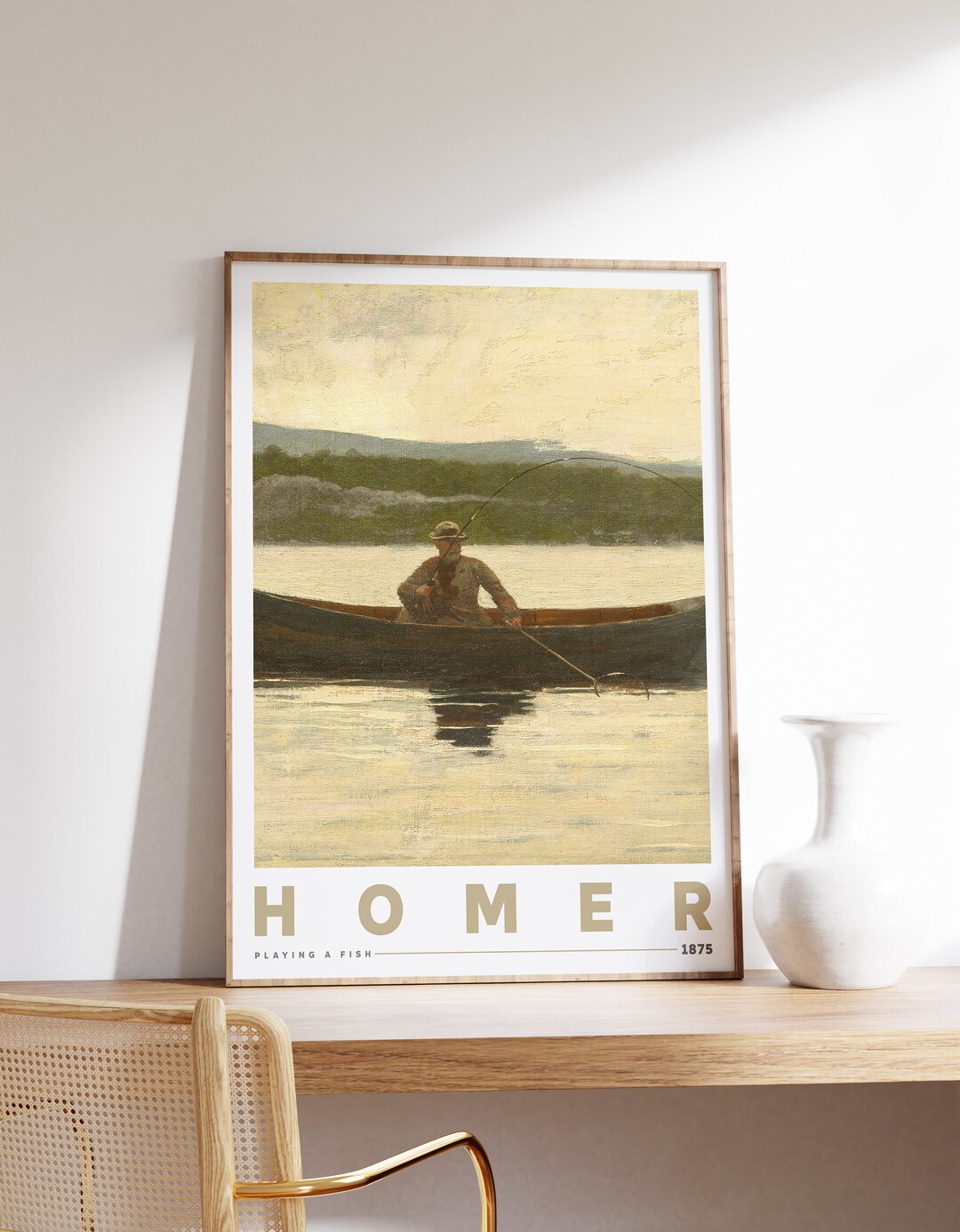 Winslow Homer Poster | Playing a Fish (1875) | Farmhouse Decor ...